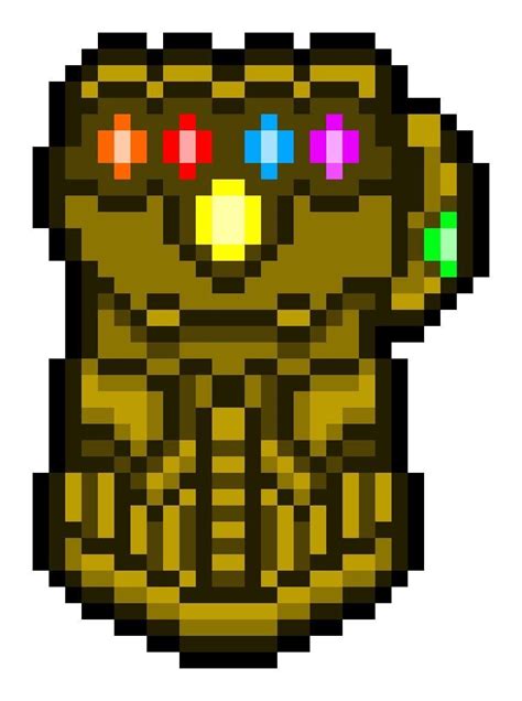 An Old School Pixel Art Image Of A Gold Glove With Colored Squares On It