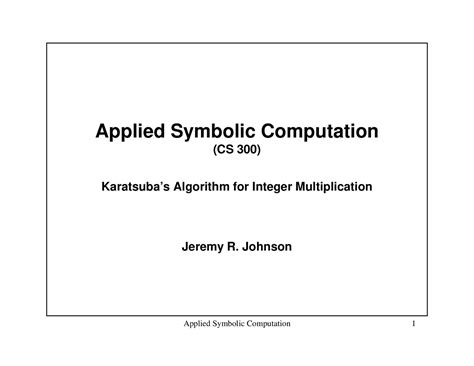karatsuba s algorithm for integer multiplication cs 300 docsity