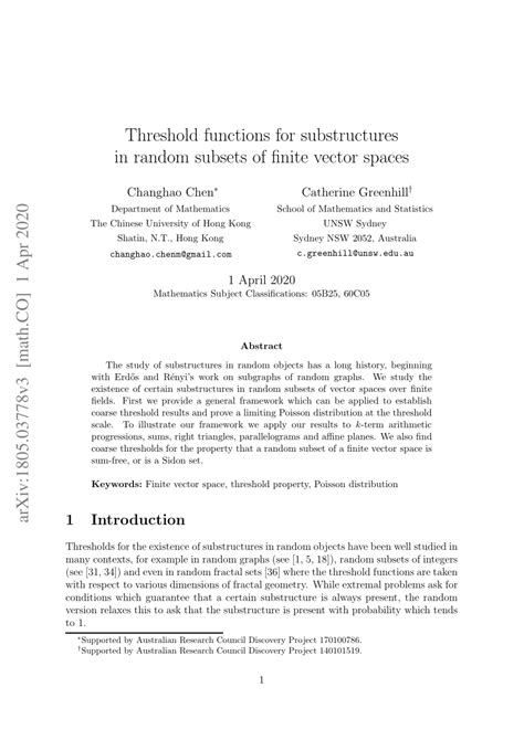 pdf threshold functions for patterns in random subsets of finite vector spaces