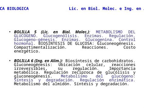 PPT QUIMICA BIOLOGICA Lic En Biol Molec E Ing En Alim BOLILLA 5