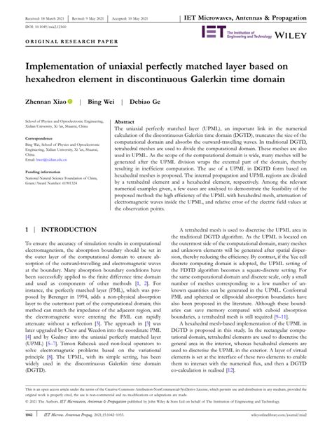 pdf implementation of uniaxial perfectly matched layer based on hexahedron element in