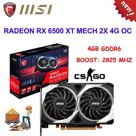 MSI Radeon RX 6500 XT MECH 2X 4G OC Video Cards 6500XT 4GB 18000Mhz
