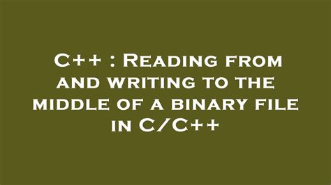 C Reading From And Writing To The Middle Of A Binary File In C C