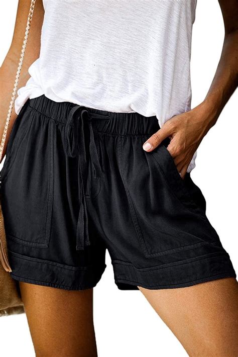 PJS Pantalones Cortos de Verano para Mujer Cordón Informal Pantalones