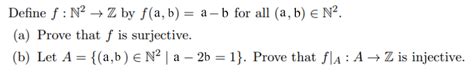 solved define f n2→z by f a b a−b for all a b ∈n2 a