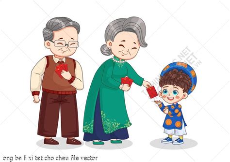 Ong Ba Li Xi Tet Cho Chau File Vector