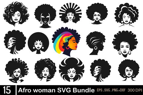 Afro Woman Silhouette SVG Bundle Black Graphic By Print Market Designs