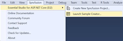 sample creator for asp core ej2 syncfusion