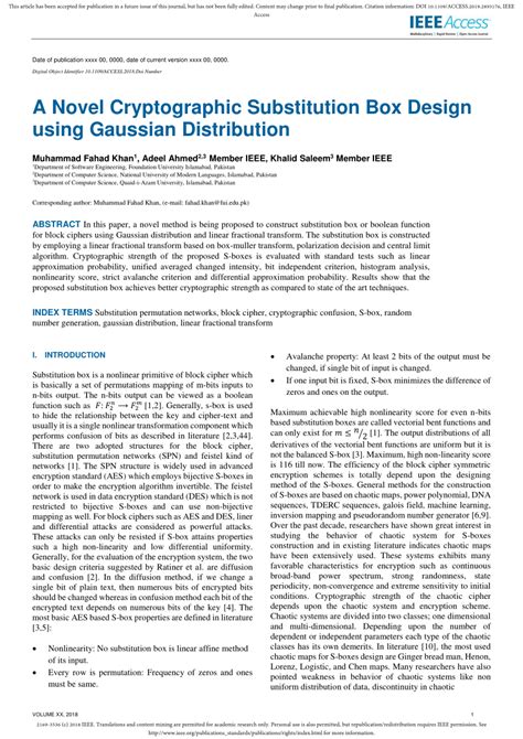 pdf a novel cryptographic substitution box design using gaussian distribution