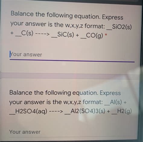 solved balance the following equation express your answer