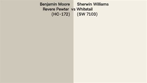 Benjamin Moore Revere Pewter HC 172 Vs Sherwin Williams Whitetail SW