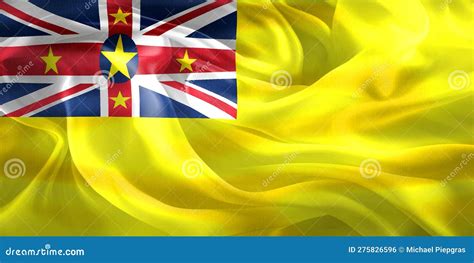 3D Illustration Of A Niue Flag Realistic Waving Fabric Flag Stock