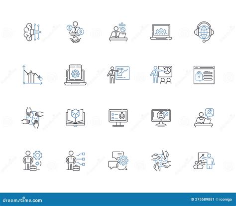 Business Analysis Line Icons Collection Strategy Process Data