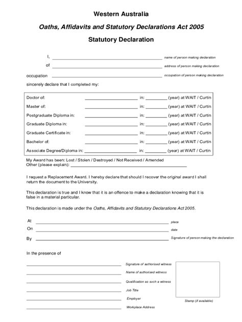 Fillable Online Sample Form Statutory Declaration Fax Email Print