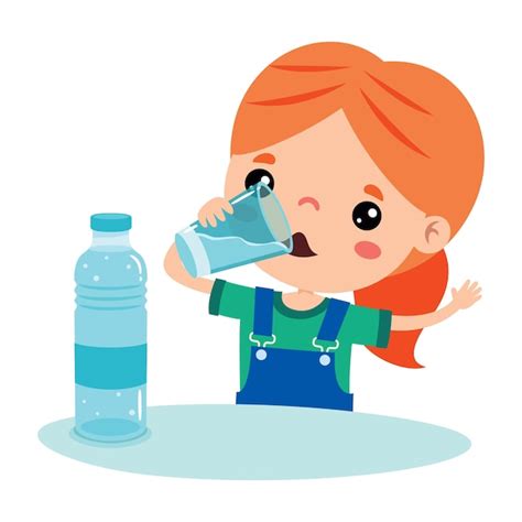 Dibujo De Dibujos Animados De Agua Potable Vector Premium