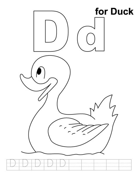 For Duck Coloring Page With Handwriting Practice Best Coloring Pages