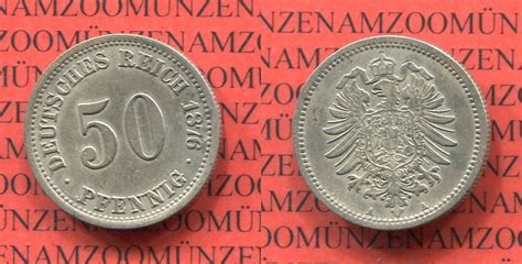 Kaiserreich German Empire 50 Pfennig Silber 1876 A J 7 Kursmünze ss