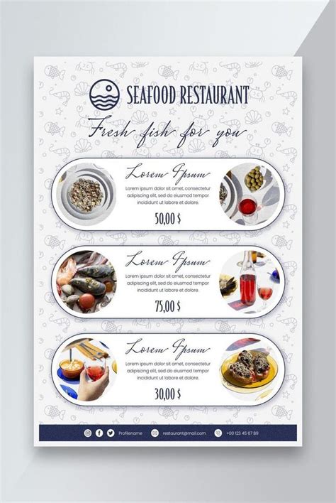 The Seafood Restaurant Menu Is Ready To Be Used As A Flyer Or Brochure