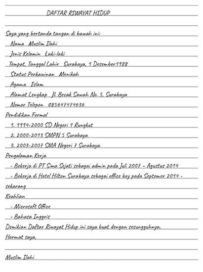 8 Contoh CV Tulis Tangan Yang Menarik LinovHR Blog
