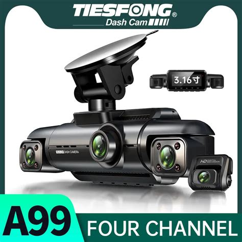 TiESFONG Caméra de tableau de bord de voiture A99 4 canaux FHD 1080P