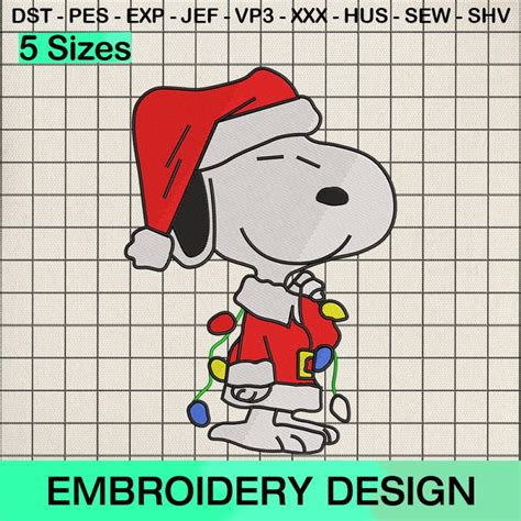 Snoopy And Woodstock Christmas Embroidery Design Snoopy Christmas