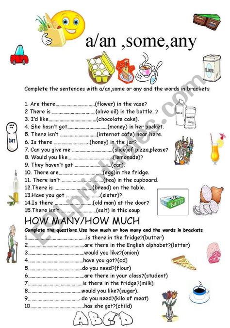 An English Worksheet With Words And Pictures