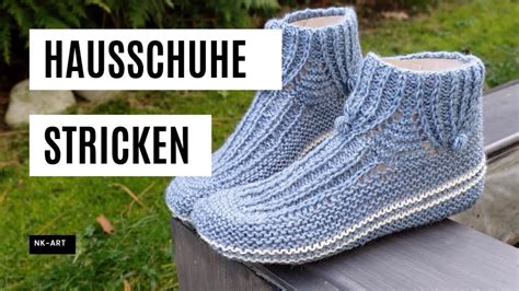 Hausschuhe Socken Mit Zwei Nadeln Oder Mit Rundstricknadeln Stricken