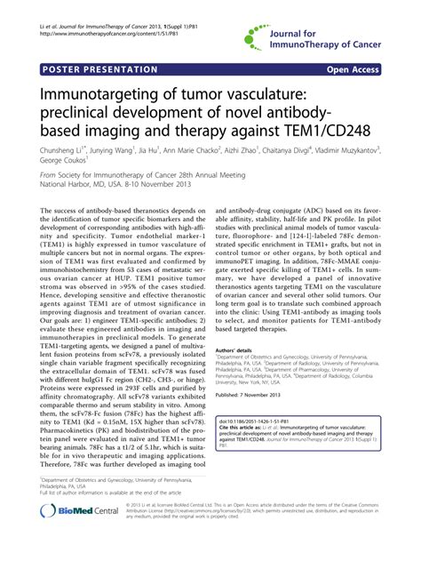 Pdf Immunotargeting Of Tumor Vasculature Preclinical Development Of