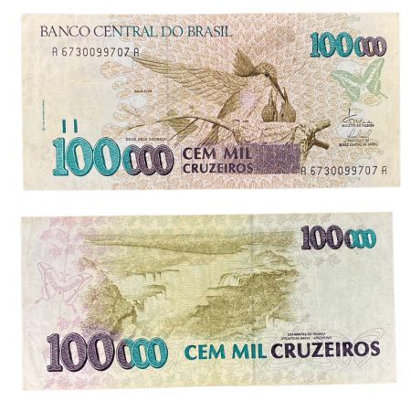 CÉDULA 100 000 Cruzeiros Marcon Numismática