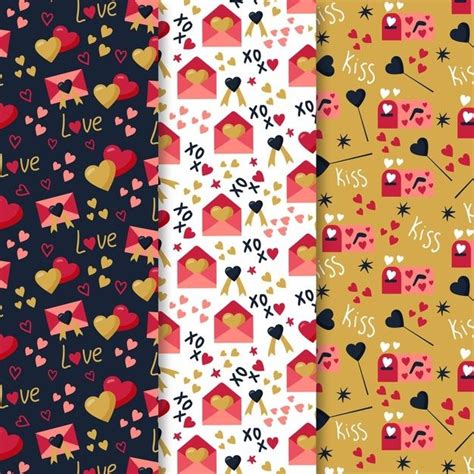 Premium Vector Hand Drawn Valentine S Day Pattern Set How To Draw