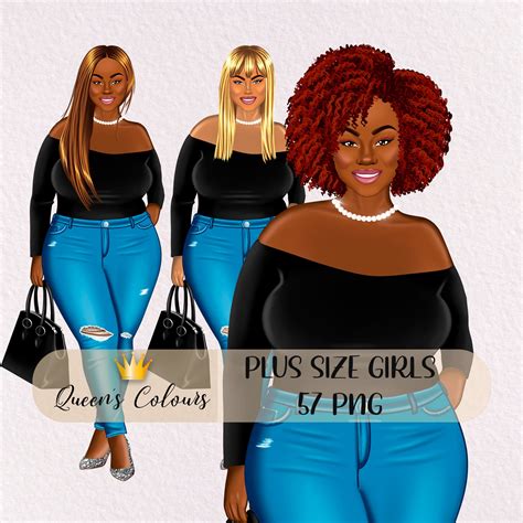 Curvy Girl Clipart Plus Size Girl Clipart Black Women Etsy Australia