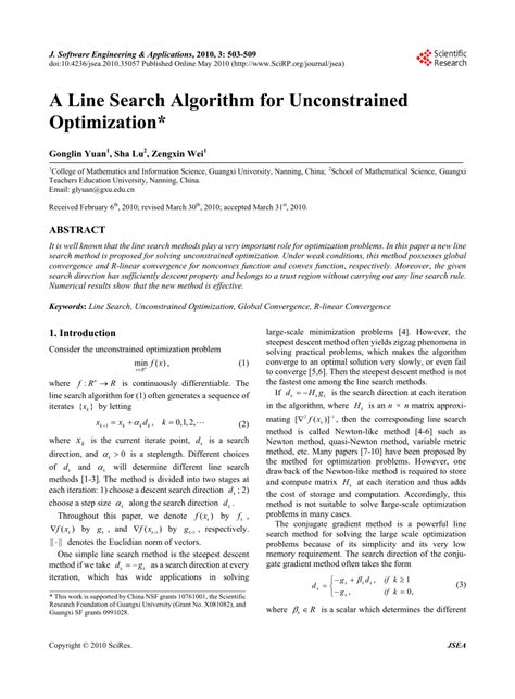 pdf a line search algorithm for unconstrained optimization