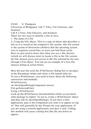 CS101S ThompsonUniversity Of BridgeportLab 7 Files File Docx