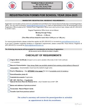 Fillable Online REGISTRATION FORMS FOR SCHOOL YEAR 2024 2025 Fax Email