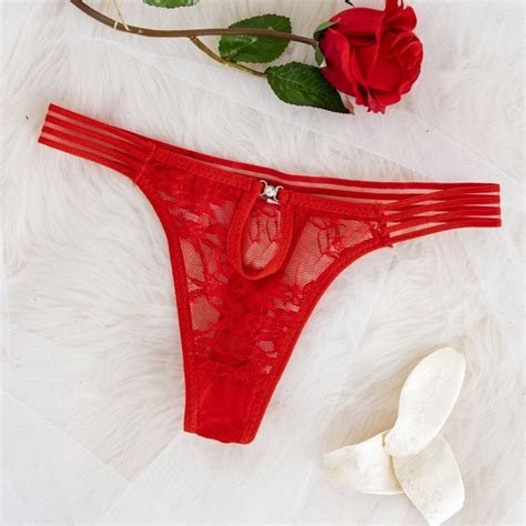 Czerwone Damskie Koronkowe Stringi Bielizna Czerwony Royalfashion