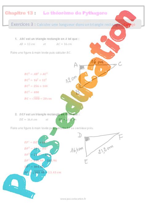 Calculer une longueur dans un triangle rectangle Révisions