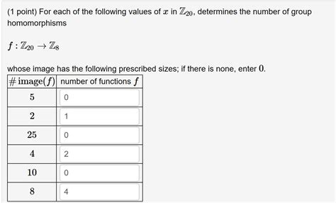 solved 1 point for each of the following values of x in
