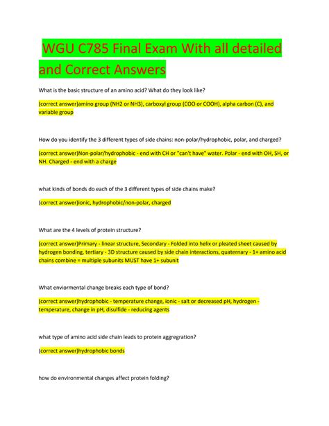 Solution Wgu C Final Exam With All Detailed And Correct Answers
