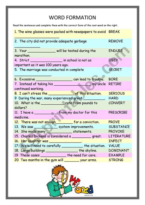 Word Formation Fill In The Blanks Esl Worksheet By Estherlee