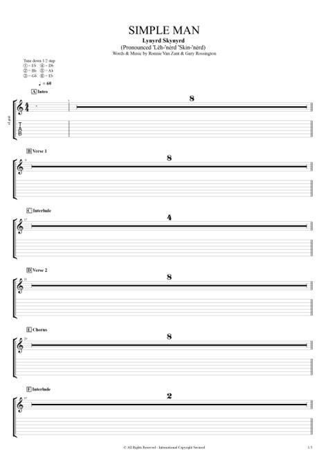 Simple Man Tab By Lynyrd Skynyrd Guitar Pro Guitars Bass Backing