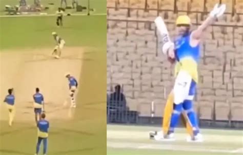 MS Dhoni S Vintage Helicopter Shot Lights Up CSK Practice Session