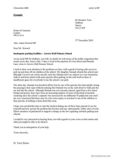 Writing A Formal Letter To Your MP W English ESL Worksheets Pdf Doc
