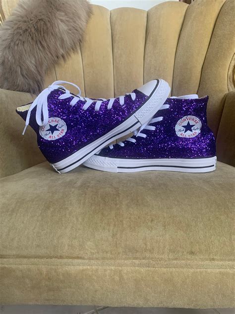Authentic Converse All Stars In Purple Glitter Custom Made To Etsy