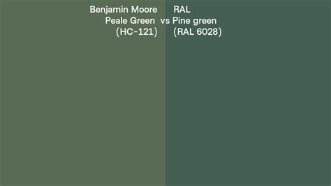 Benjamin Moore Peale Green HC 121 Vs RAL Pine Green RAL 6028 Side