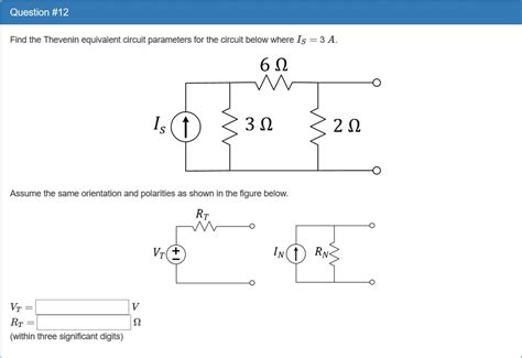 solved find the thevenin equivalent circuit parameters for