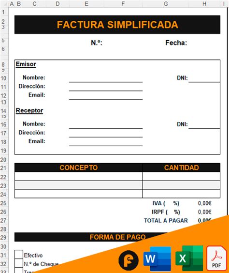 Modelos De FACTURA SIMPLIFICADA Gratis