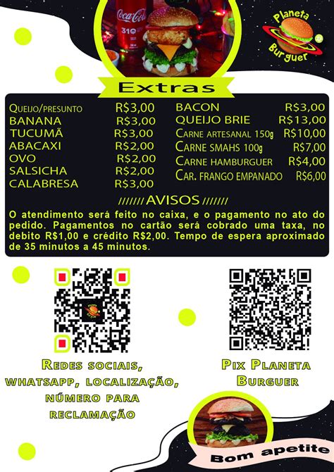 Menu Em Planeta Burguer Restaurante Manaus