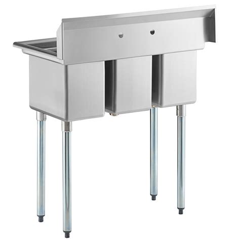 Regency 39 16 Gauge Stainless Steel Three Compartment Commercial Sink