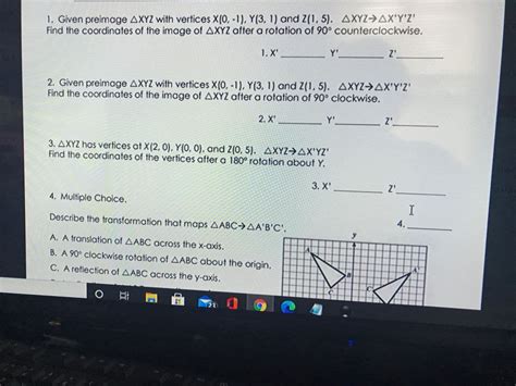 answered 1 given preimage axyz with vertices… bartleby