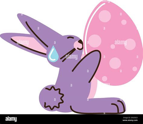 feliz pascua lindo conejo llevando huevo vector ilustración dibujos